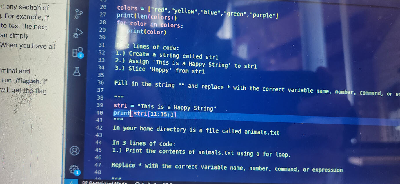 Python Basics 1.3 Slicing Issue - General - Cybrary