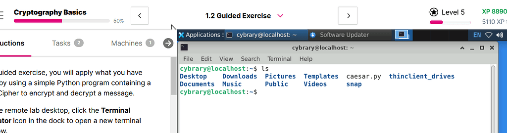 Cryptography Basics 1.2 Guided Exercise unable to run step 2 - IT and Cybersecurity Foundations ...