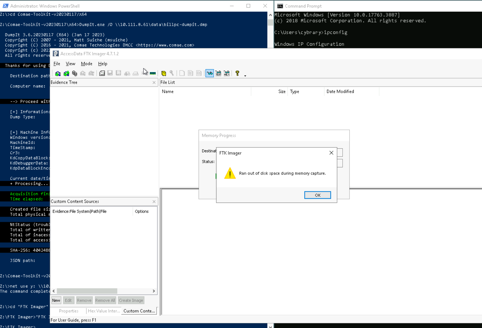 "Ran out of disk space" Incident Response Basics Guided Excercise 1.2 ...